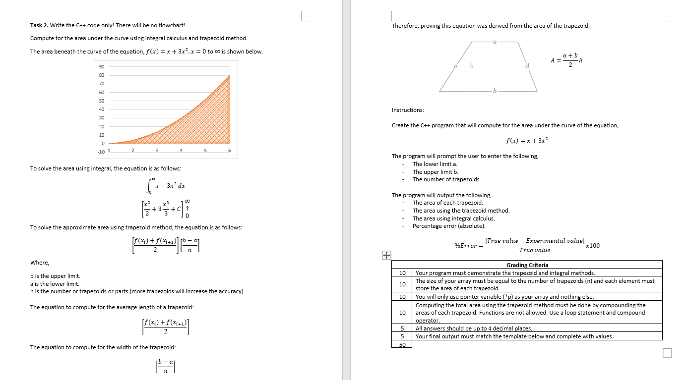 Solved 1 Task 2. Write the C++ code only! There will be no | Chegg.com