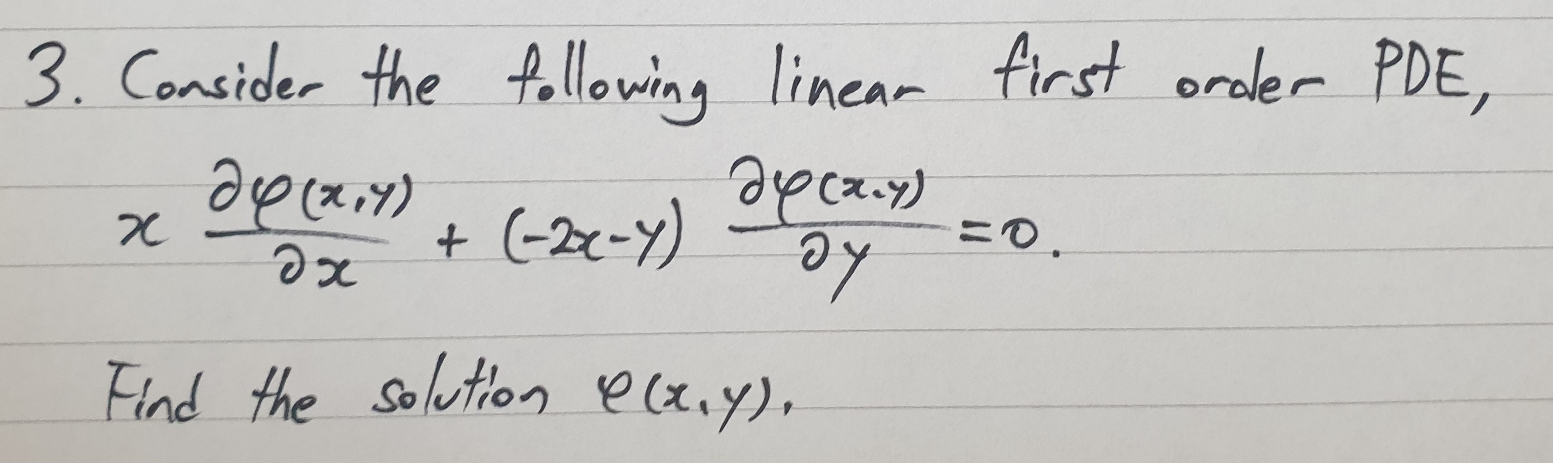 Solved 3. Consider the following linear first order PDE, | Chegg.com