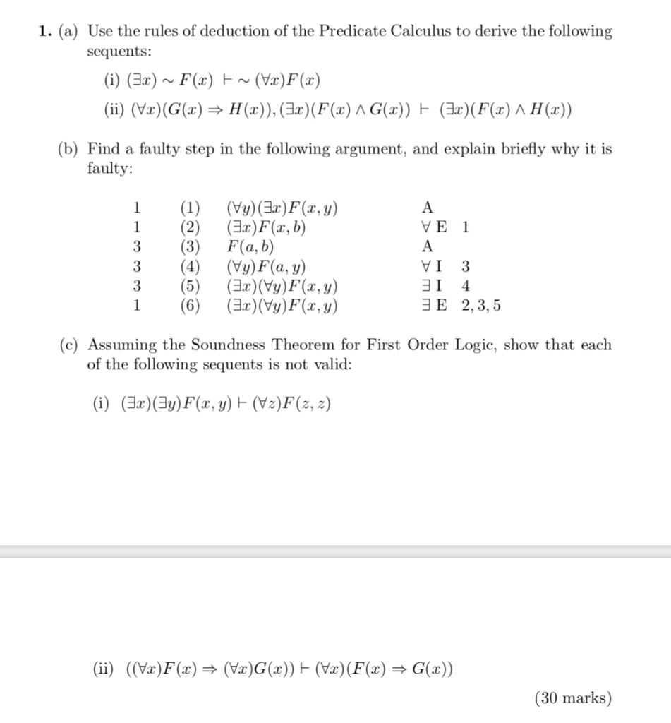 Solved 1. (a) Use the rules of deduction of the Predicate | Chegg.com