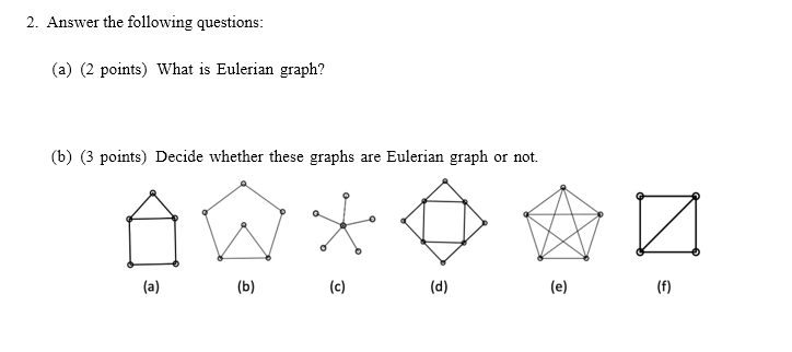 Solved (a) (2 points) What is Eulerian graph? (b) (3 points) | Chegg.com