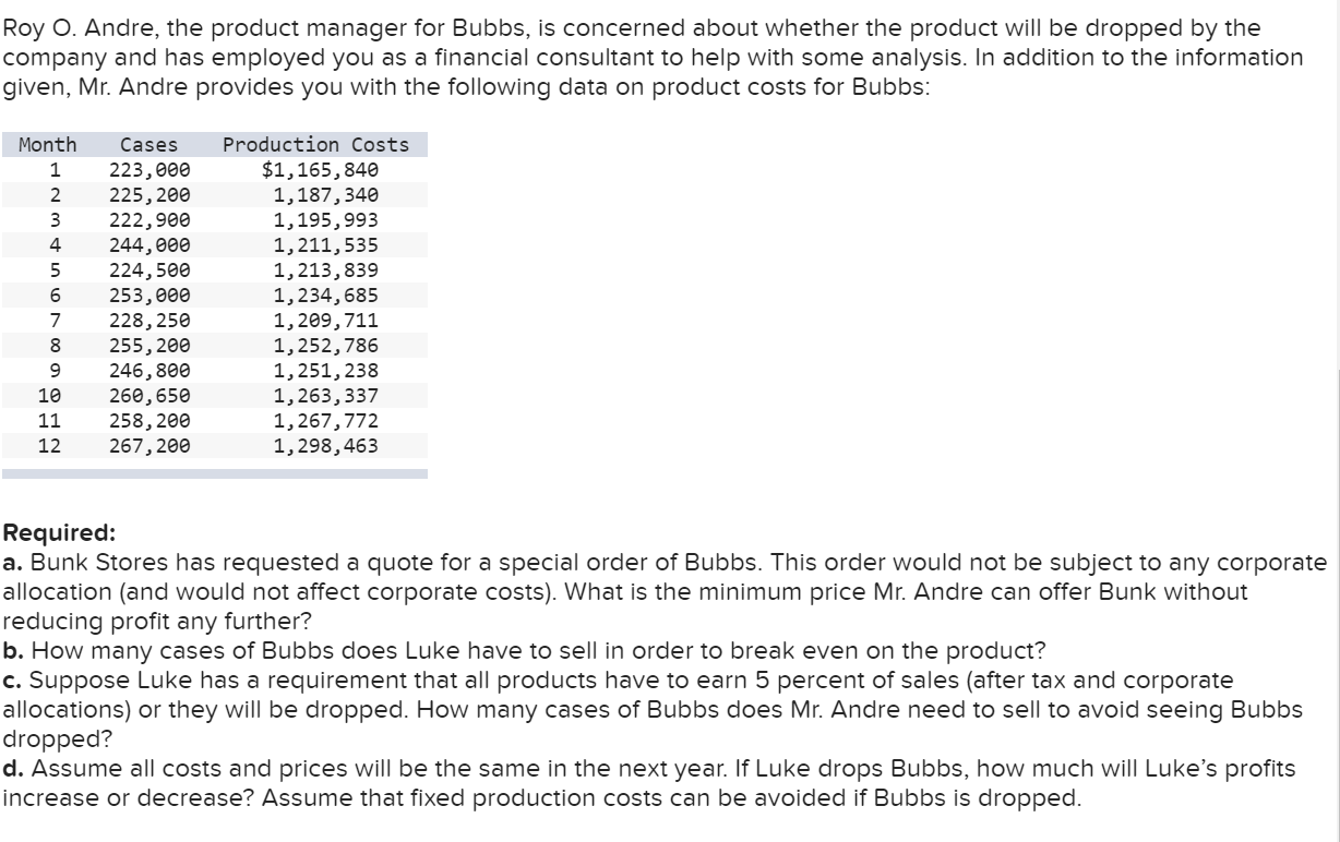 Solved Integrative Case 5-72 (Algo) Cost Estimation, CVP | Chegg.com