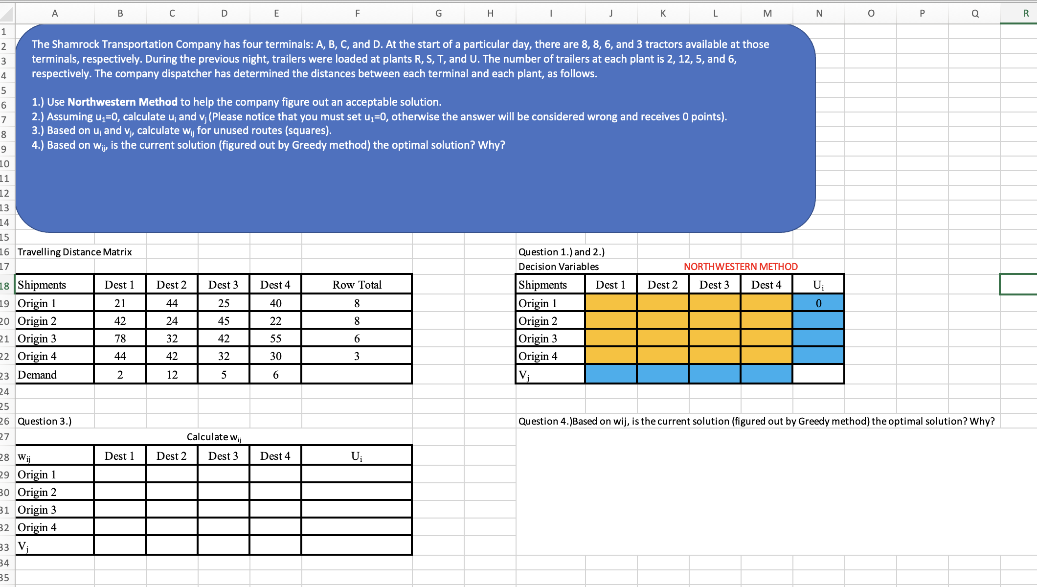 Solved A B c D E F The Shamrock Transportation Company has | Chegg.com