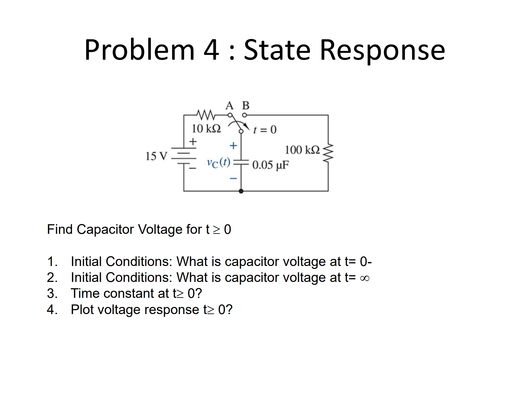 Solved Problem 4 : State Response Find Capacitor Voltage for | Chegg.com