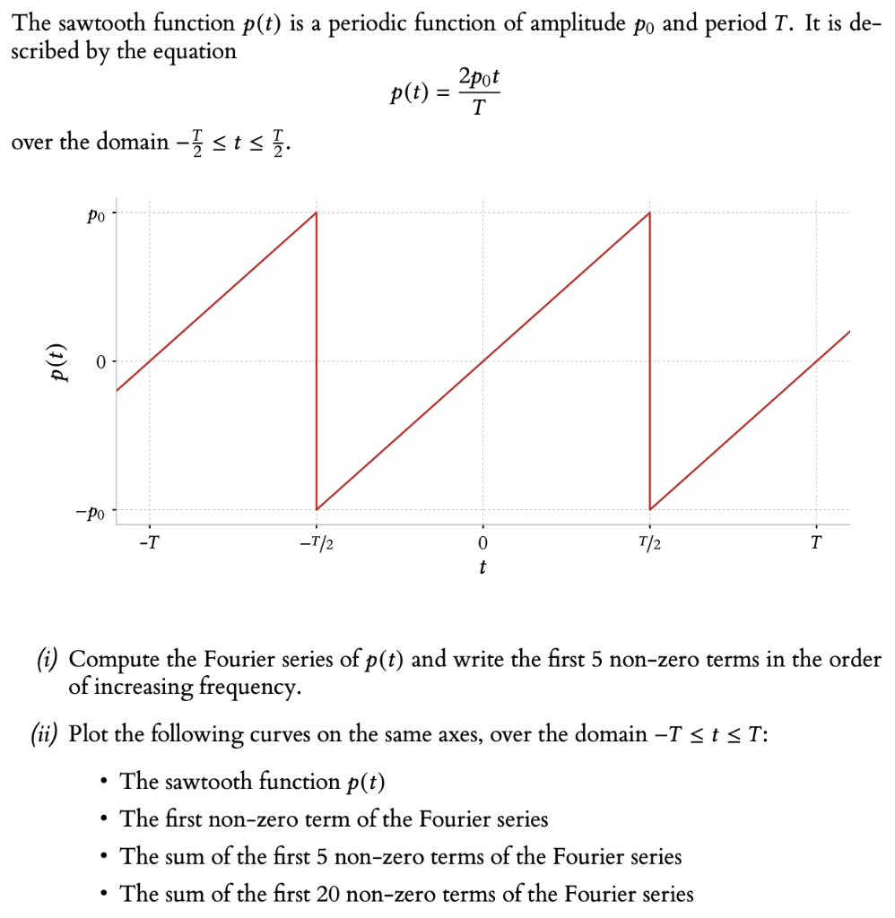 Solved The sawtooth function p(t) is a periodic function of | Chegg.com