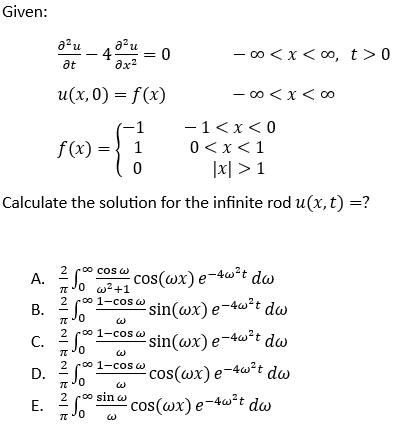 Solved Given: ∂t∂2u−4∂x2∂2u=0−∞ | Chegg.com