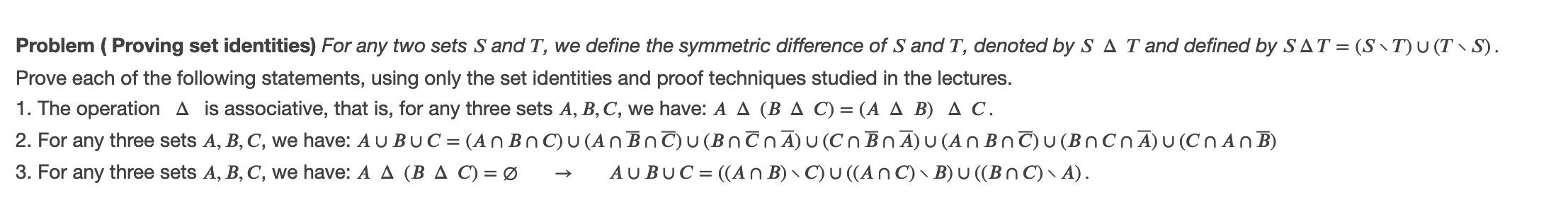 Solved Problem (Proving set identities) For any two sets S | Chegg.com