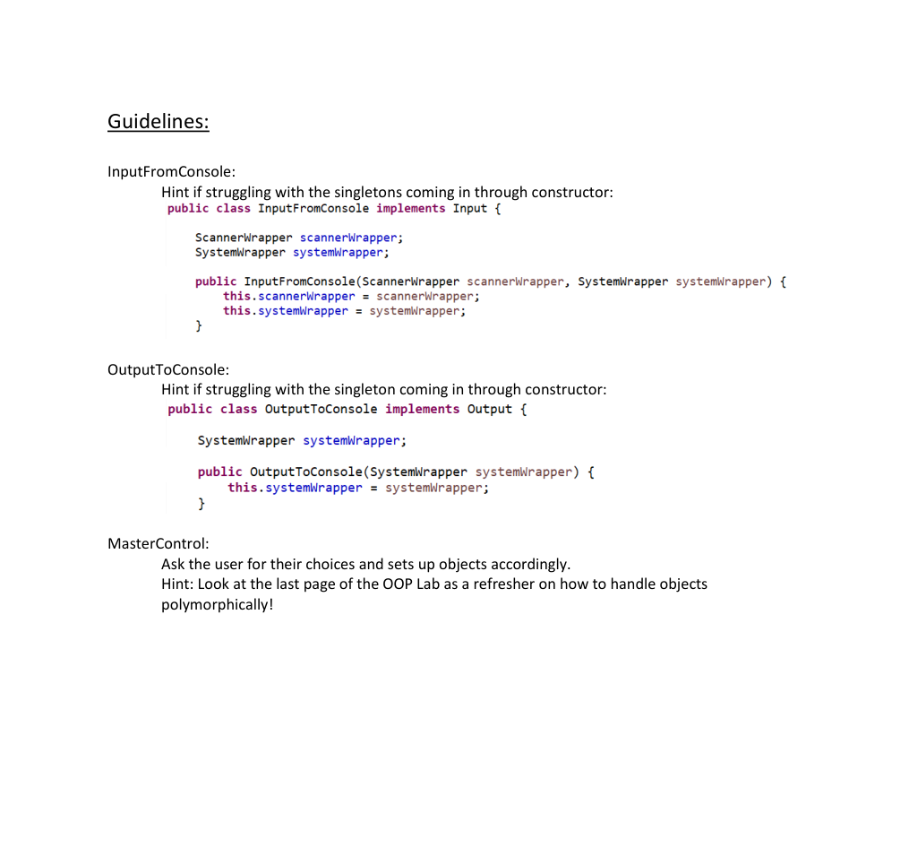 Solved Guidelines: InputFromConsole: Hint if struggling with | Chegg.com