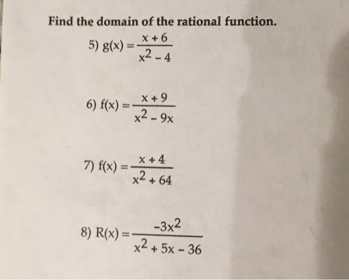 Solved Find The Domain Of The Rational Function X 6 X2 4 X