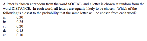 Solved A letter is chosen at random from the word SOCIAL, | Chegg.com
