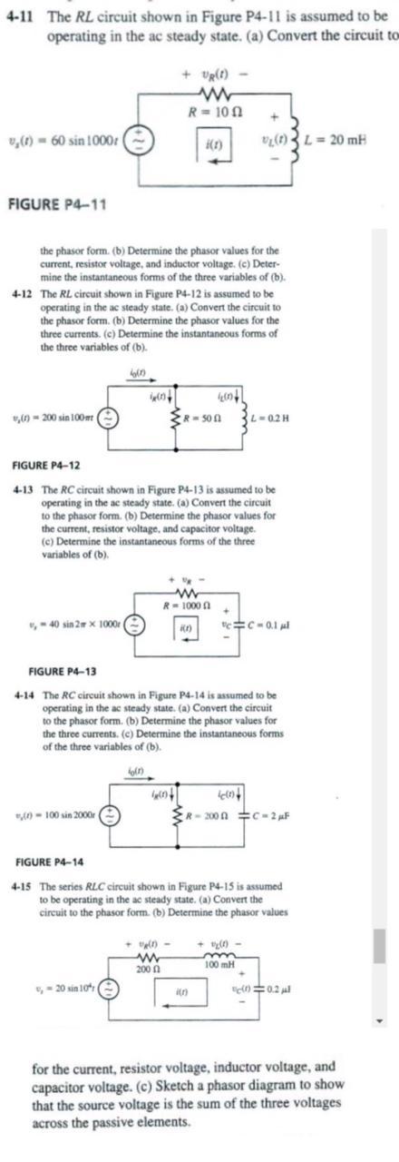 Solved 4-11 The RL circuit shown in Figure P4-11 is assumed | Chegg.com