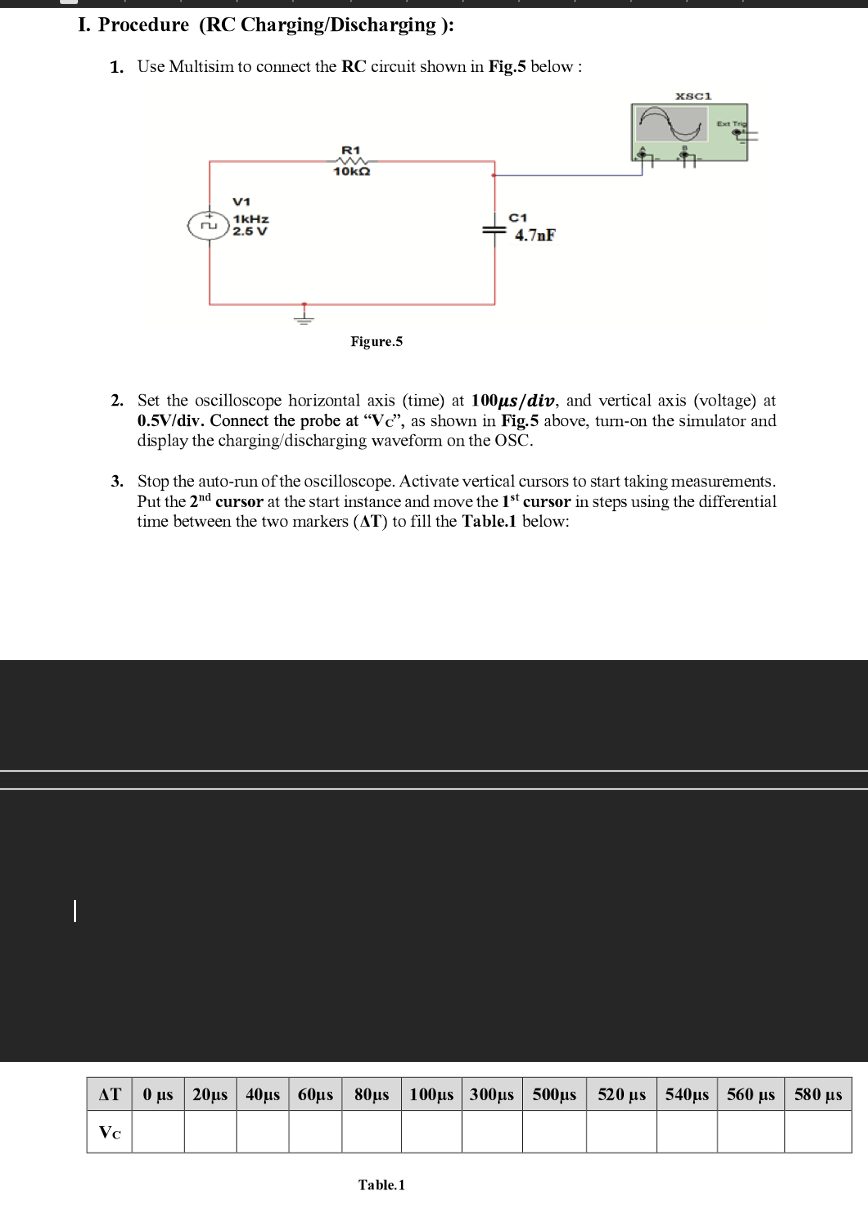 Solved I. Procedure (RC Charging/Discharging ): 1. Use | Chegg.com