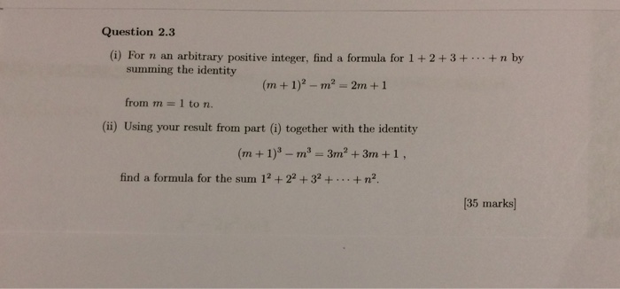 Solved For n an arbitrary positive integer, find a formula | Chegg.com