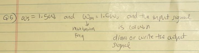 Solved Q5) ωs=1.5ω0 ﻿and ωm=1.5ω0 ﻿and the input signal ﻿is | Chegg.com