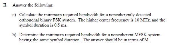 Solved Answer the following: a) Calculate the minimum | Chegg.com