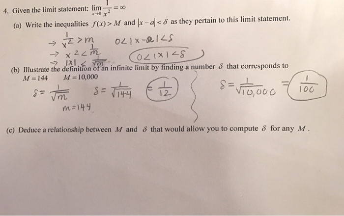 Solved Given the limit statement: lim_x rightarrow 1/x^2 = | Chegg.com