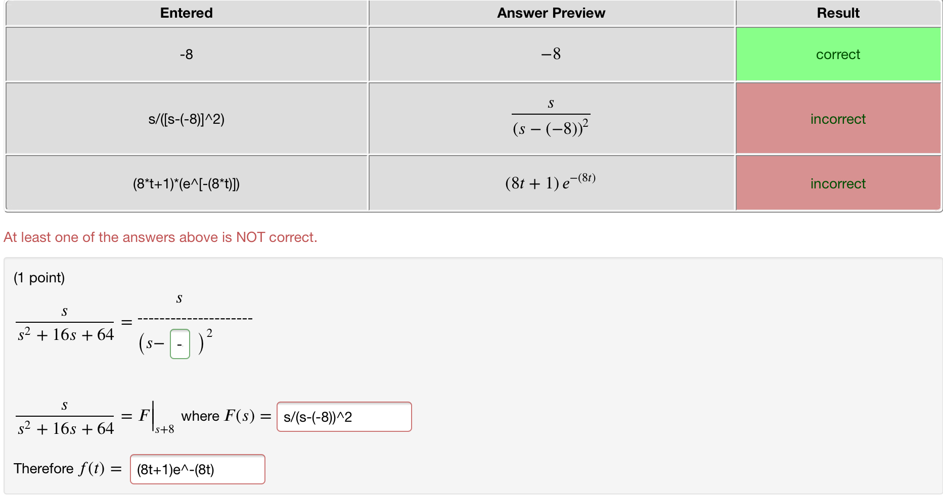 Solved Entered Answer Preview Result -8 –8 correct | Chegg.com