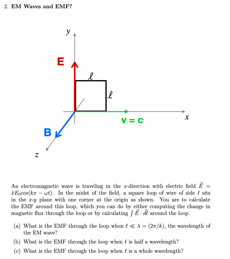 Solved 2. EM Waves and EMF? V = C An electromagnetic wave is | Chegg.com