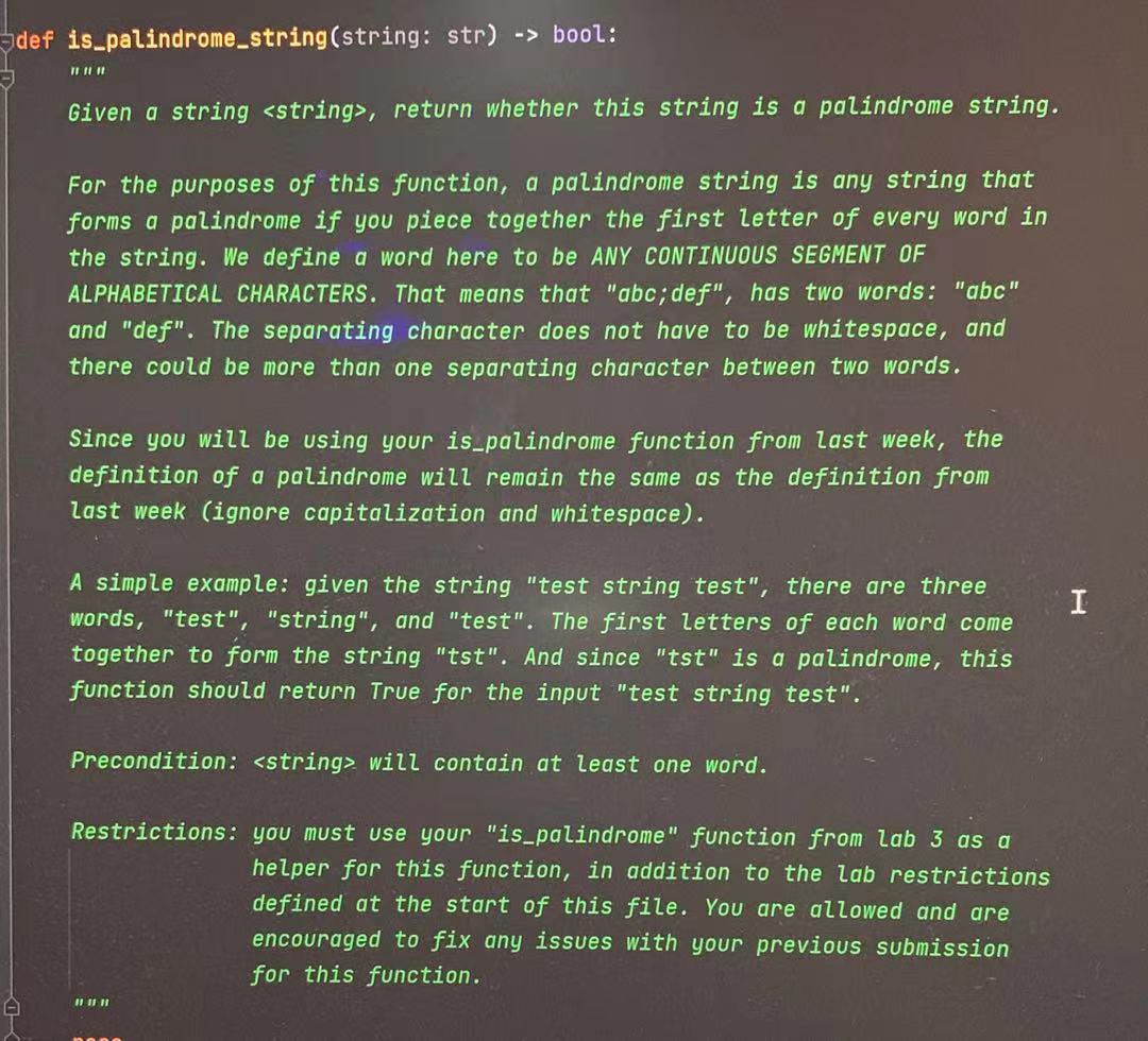 Solved def is_palindrome_string(string: str) -> bool: II III | Chegg.com