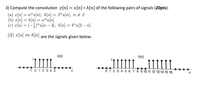 Solved 3) Compute the convolution y[n]=x[n]∗h[n] of the | Chegg.com