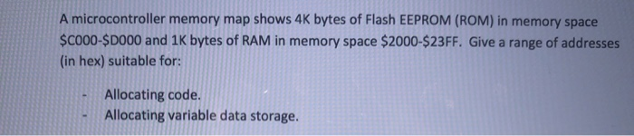 Solved A Microcontroller Memory Map Shows 4k Bytes Of Flash