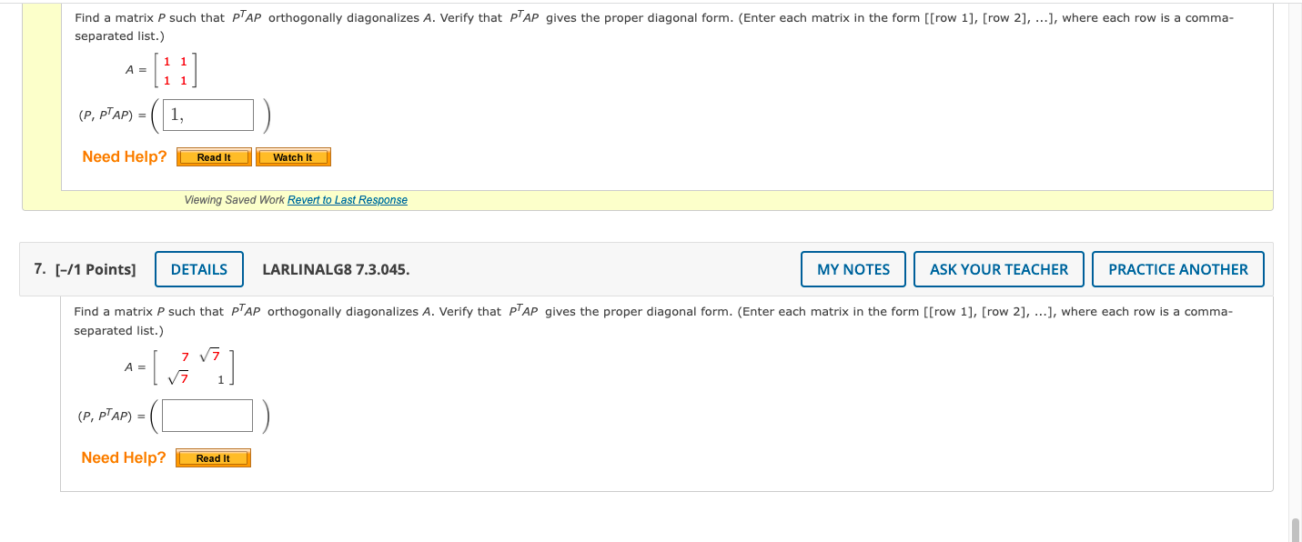 Solved Find a matrix P such that p AP orthogonally | Chegg.com