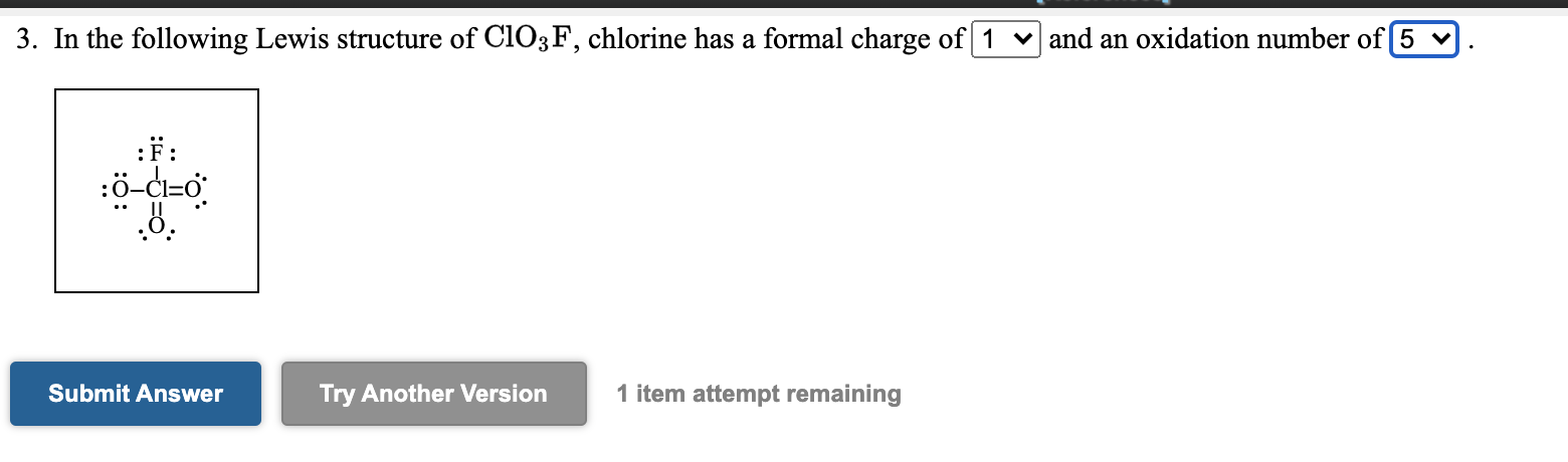 Solved 3. In the following Lewis structure of ClO3F, | Chegg.com
