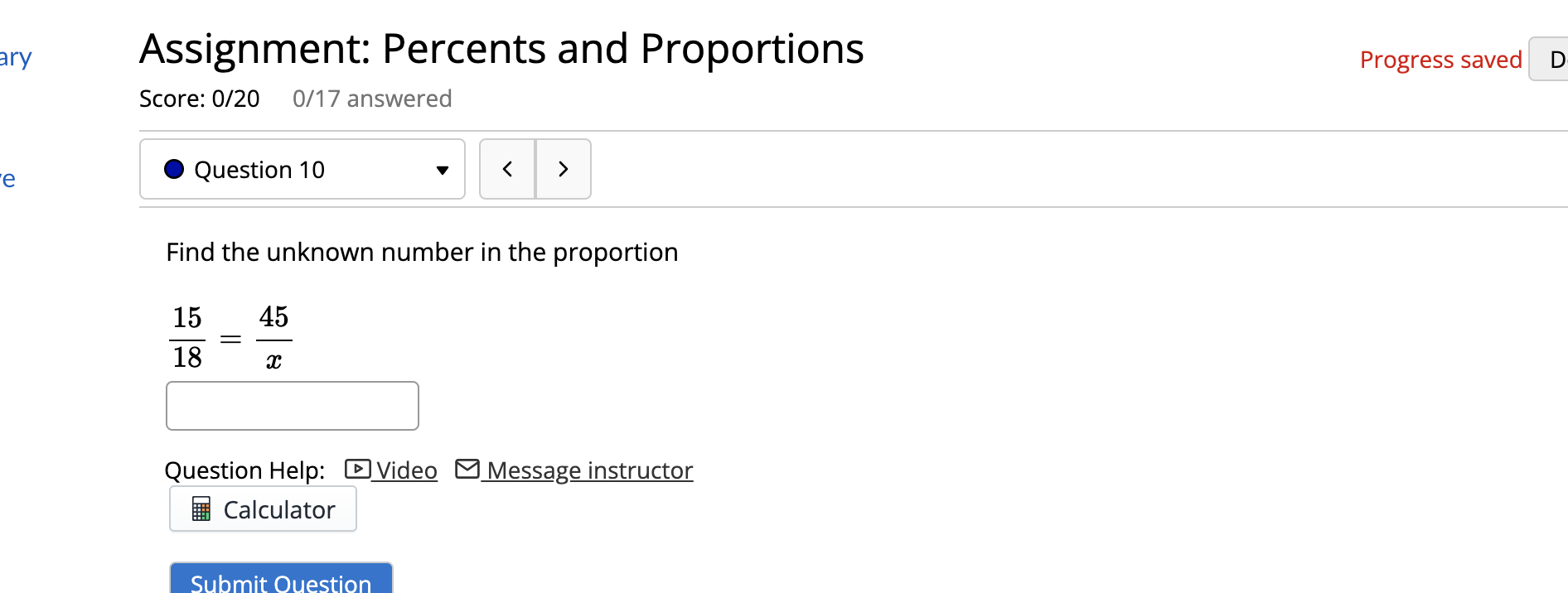 Solved ary Assignment: Percents and Proportions Progress | Chegg.com