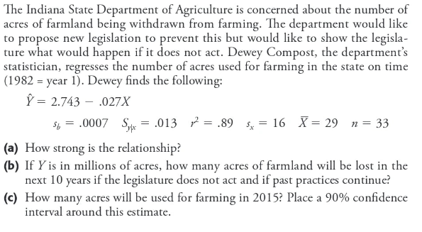 Solved The Indiana State Department of Agriculture is | Chegg.com