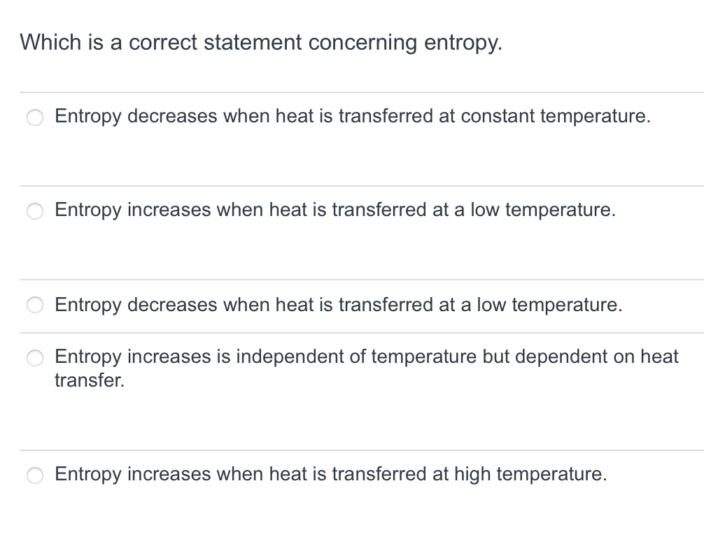 Solved Which is a correct statement concerning entropy. | Chegg.com
