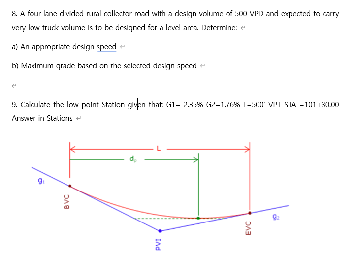Solved 8. A four-lane divided rural collector road with a | Chegg.com