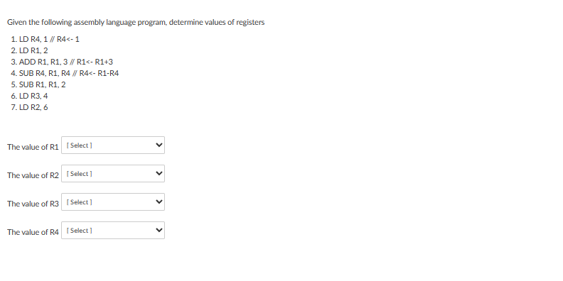 Solved Given the following assembly language program, | Chegg.com