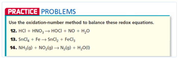 Solved PRACTICE PROBLEMS Use the oxidation-number method to | Chegg.com