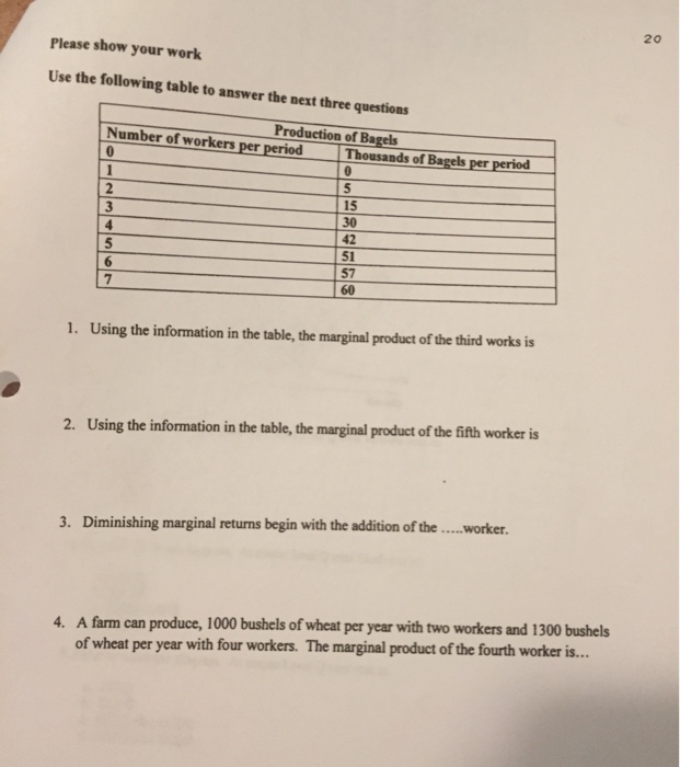 Solved Use the following table to answer the next three | Chegg.com