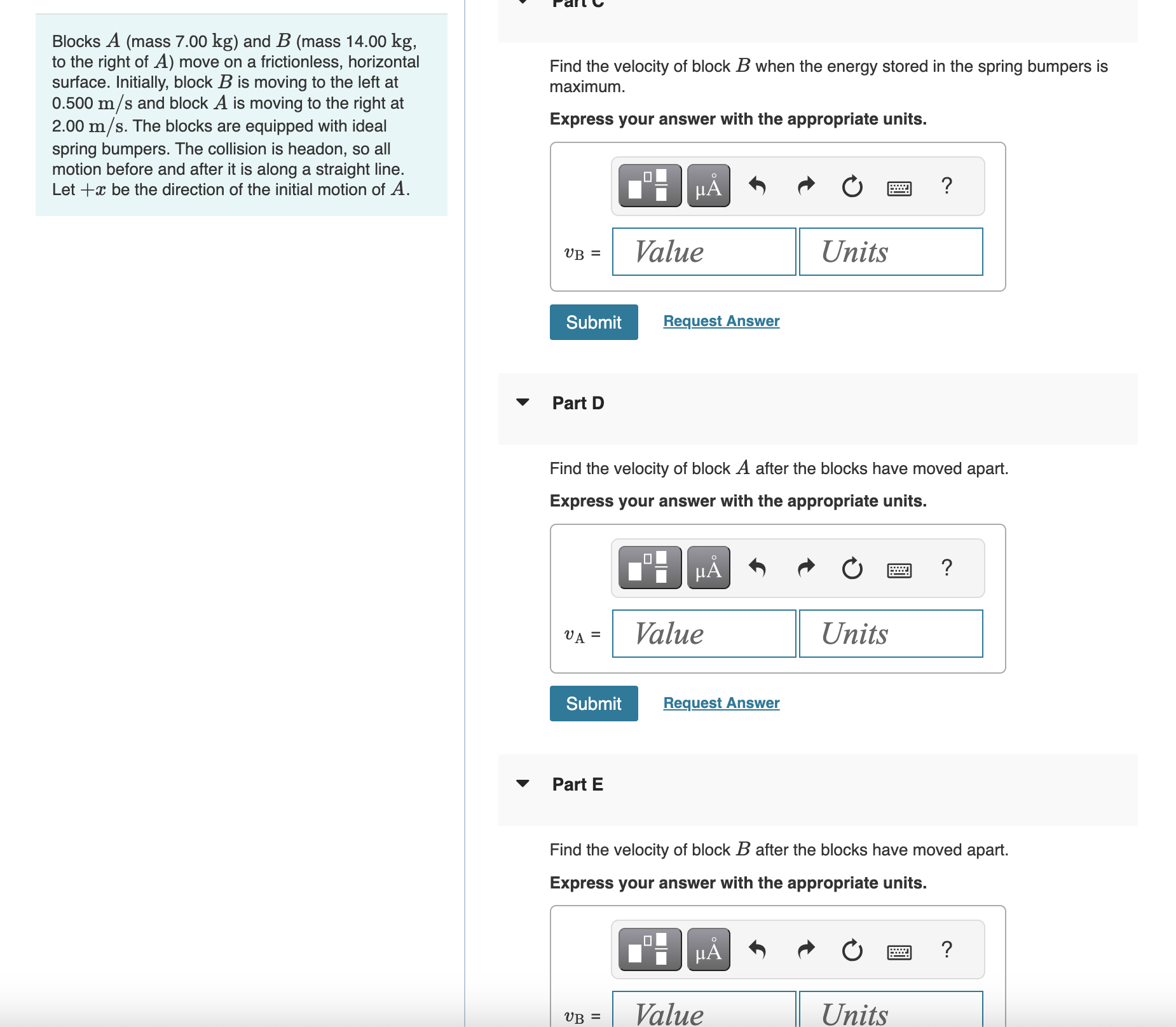 Solved Blocks A (mass 7.00kg ) ﻿and B (mass 14.00kg,to the | Chegg.com
