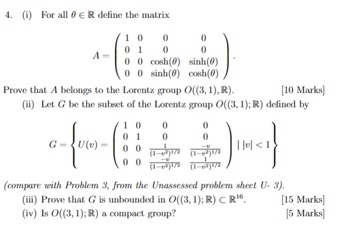 4. (i) For all θ∈R define the matrix | Chegg.com