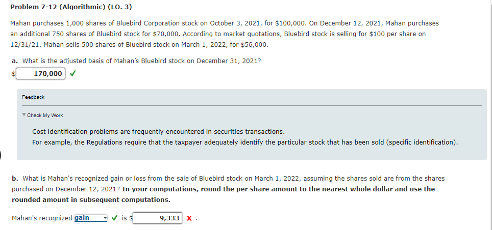 Solved Problem 7-12 (Algorithmic) (LO. 3) Mahan purchases | Chegg.com