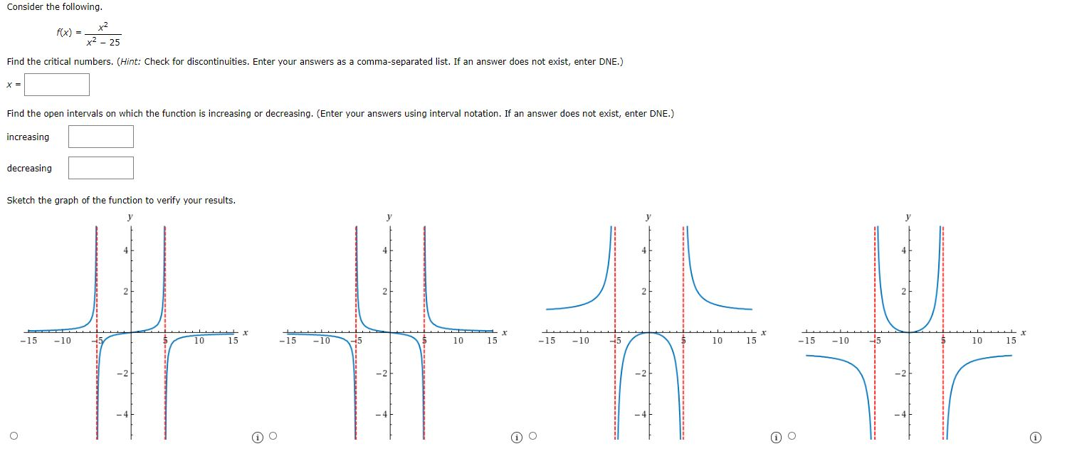 Solved Consider the following. x2 f(x) = x2 - 25 Find the | Chegg.com