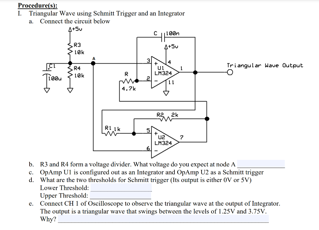 Solved Procedure(s): I. Triangular Wave using Schmitt | Chegg.com