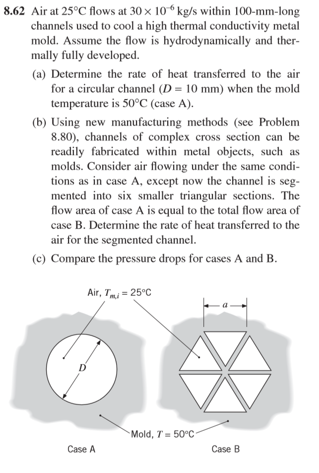 Solved 8.62 Air at 25°C flows at 30 x 10-6 kg/s within | Chegg.com