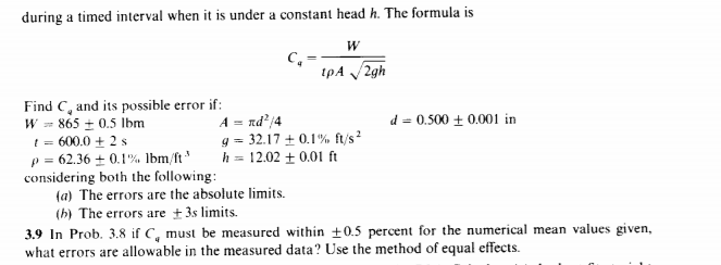3.8 The discharge coefficient C, of an orifice can be | Chegg.com