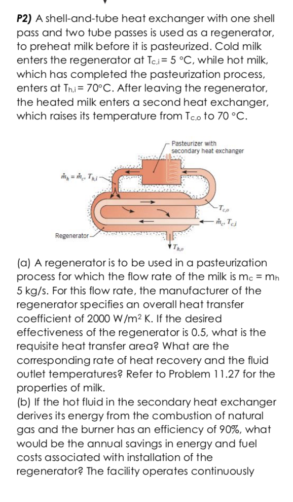 Solved P2) A shell-and-tube heat exchanger with one shell | Chegg.com