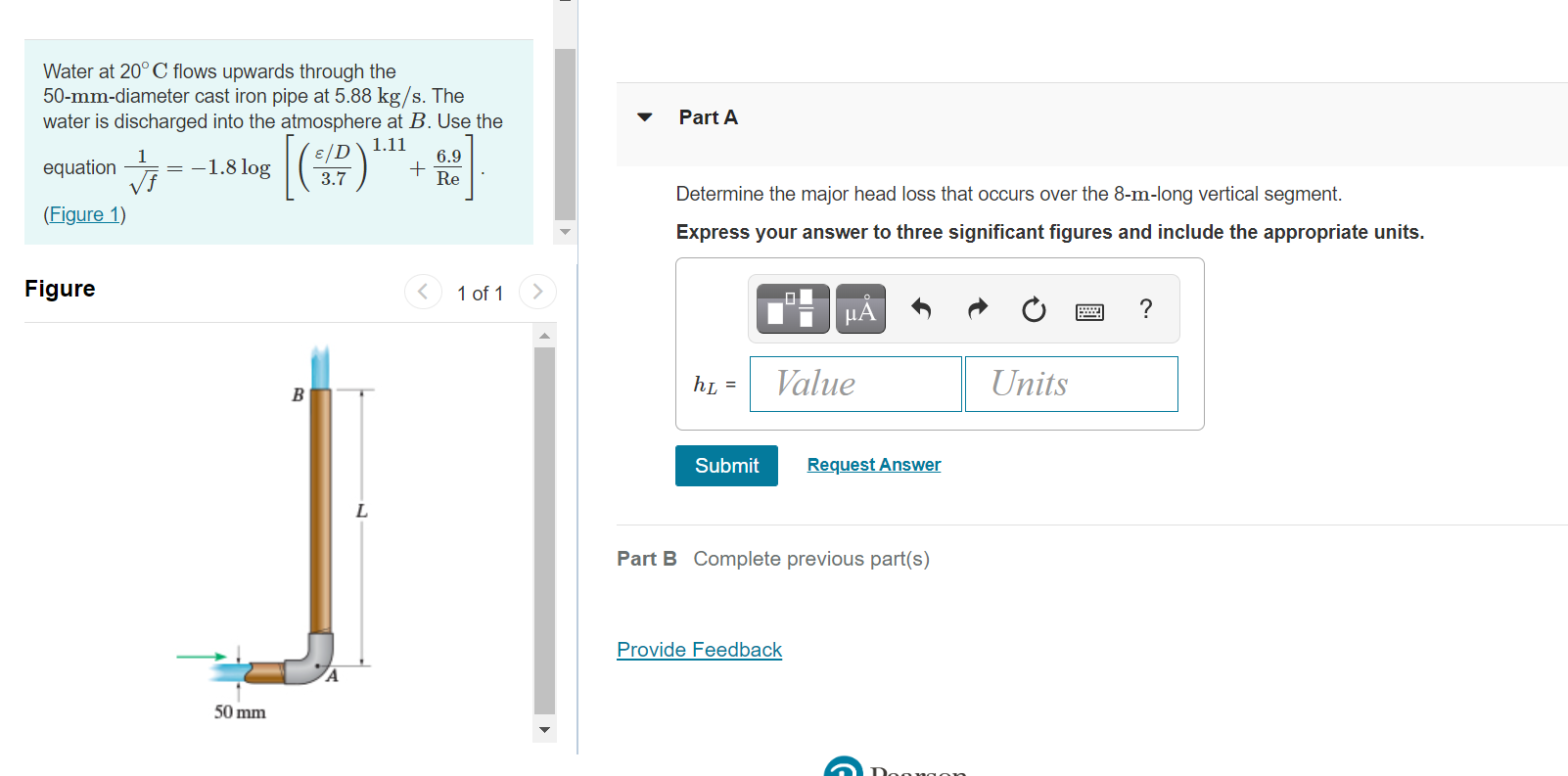 Solved Part A Water at 20°C flows upwards through the | Chegg.com