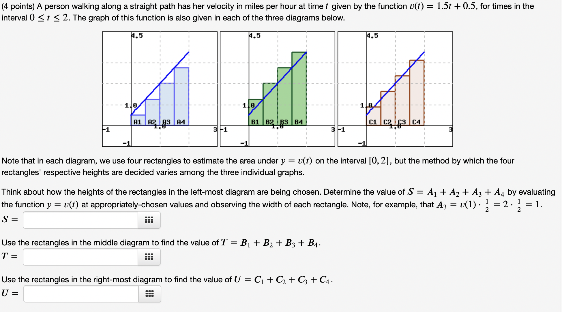 Solved ( 4 points) A person walking along a straight path | Chegg.com