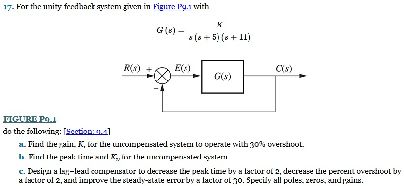 Solved 17. For the unity-feedback system given in Figure | Chegg.com