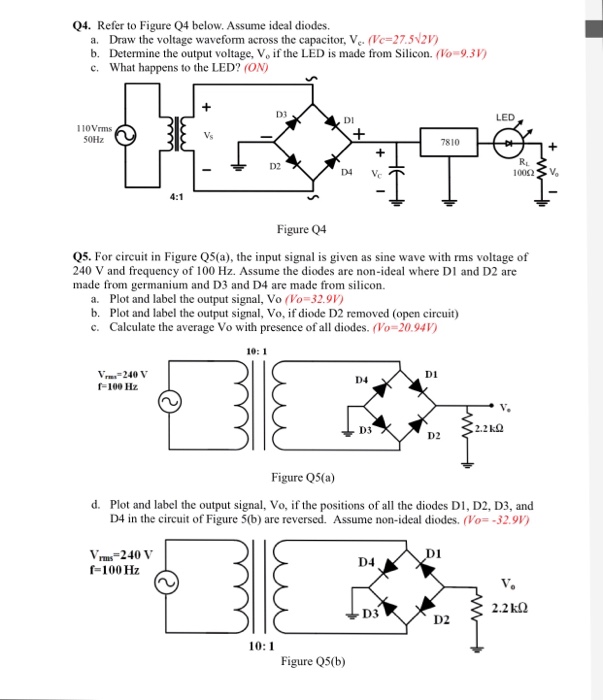 Solved I. Refer to Figure T below. Assume ideal diode. a. | Chegg.com