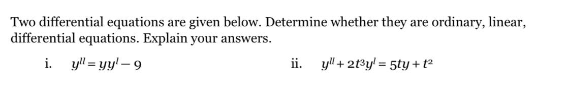 Solved Two differential equations are given below. Determine | Chegg.com