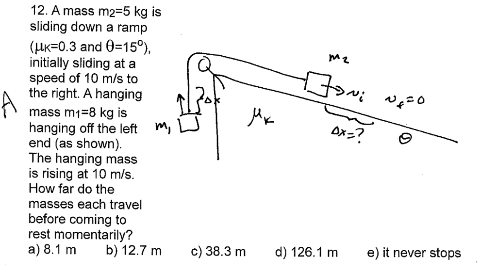 Solved A mass m2= 5 kg is sliding down a ramp (uk=0.3 and | Chegg.com