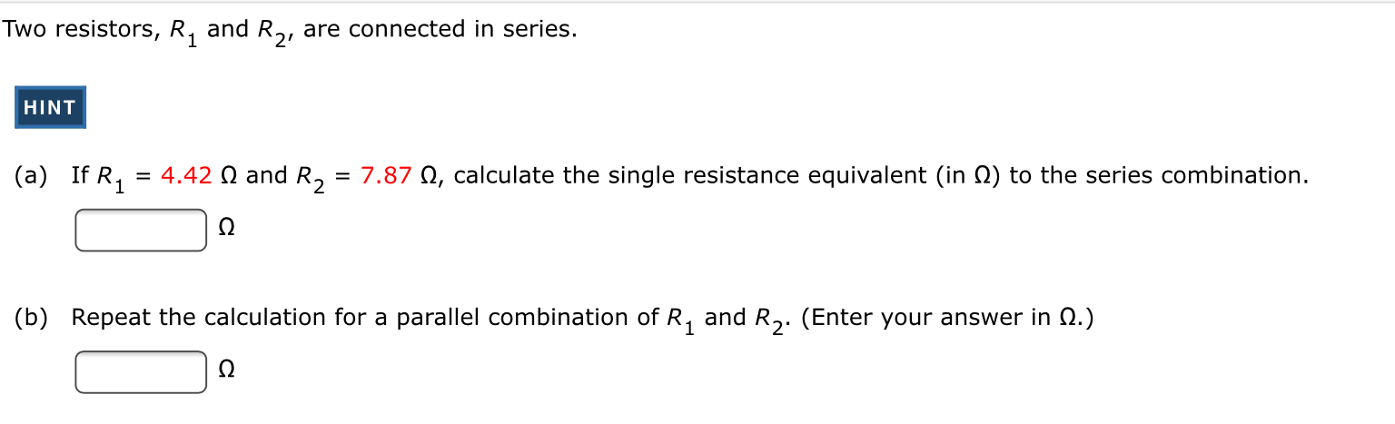 Solved Two resistors, R1 and R2, are connected in series. | Chegg.com