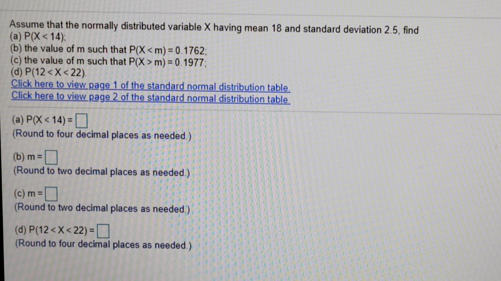 Solved Assume that the normally distributed variable X | Chegg.com