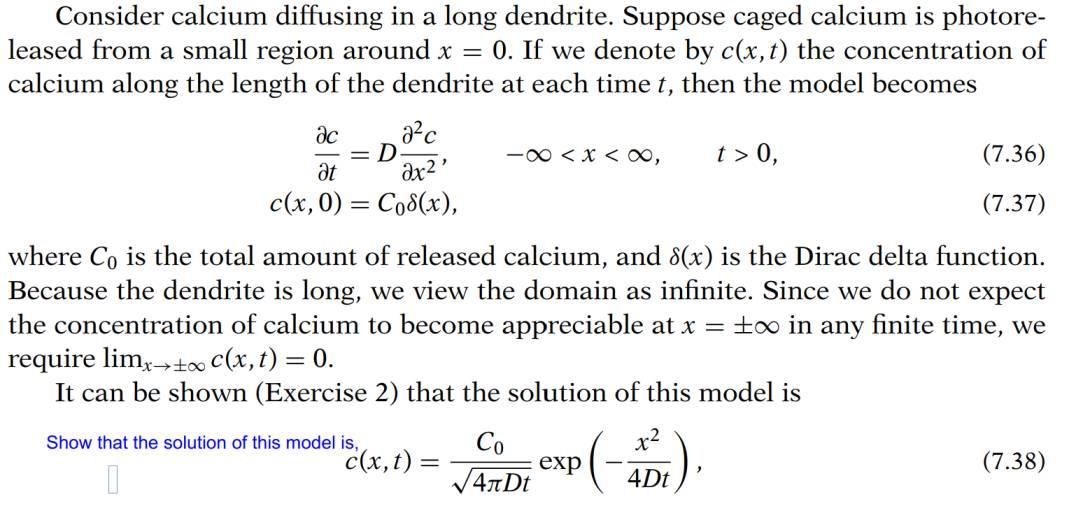 Solved Consider calcium diffusing in a long dendrite. | Chegg.com